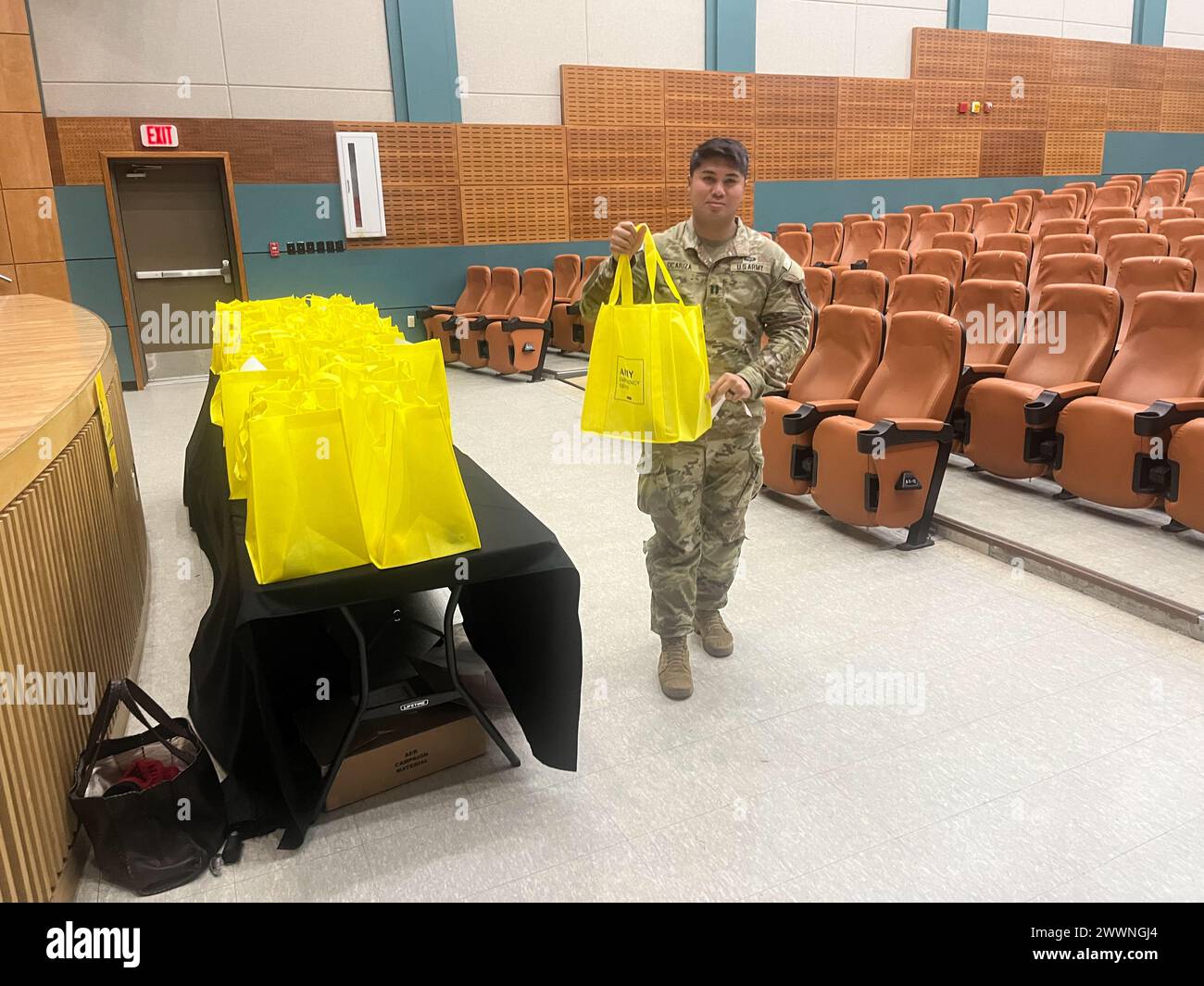 U.S. Army Capt. Mack Ocariza, 210th Field Artillery Brigade, carries a ...