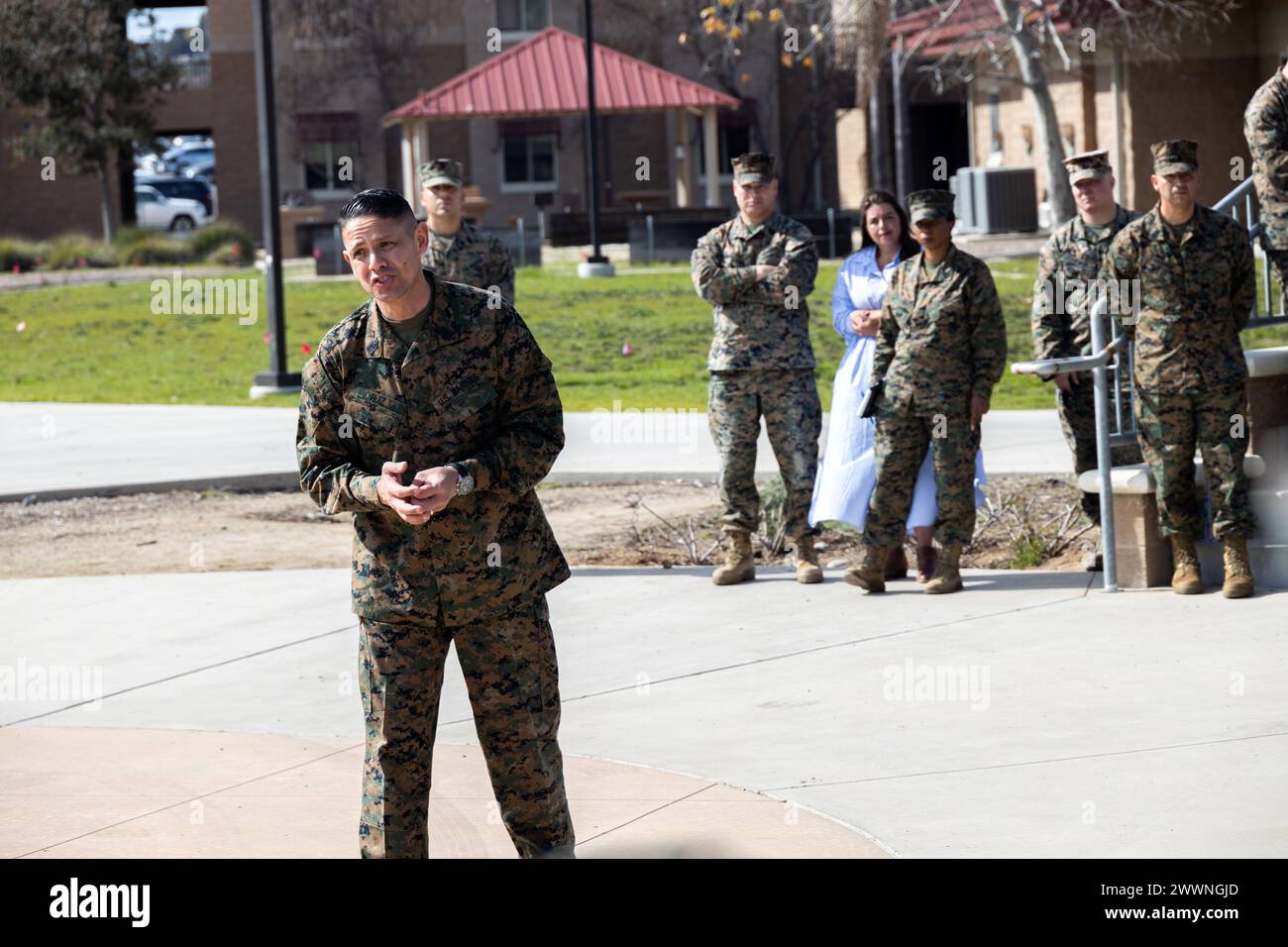 Sergeant Major of the Marine Corps, Sgt. Maj. Carlos A. Ruiz, speaks to ...