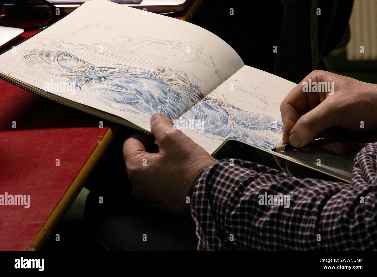 Richard Johnson, a combat artist with the Marine Corps Combat Art ...