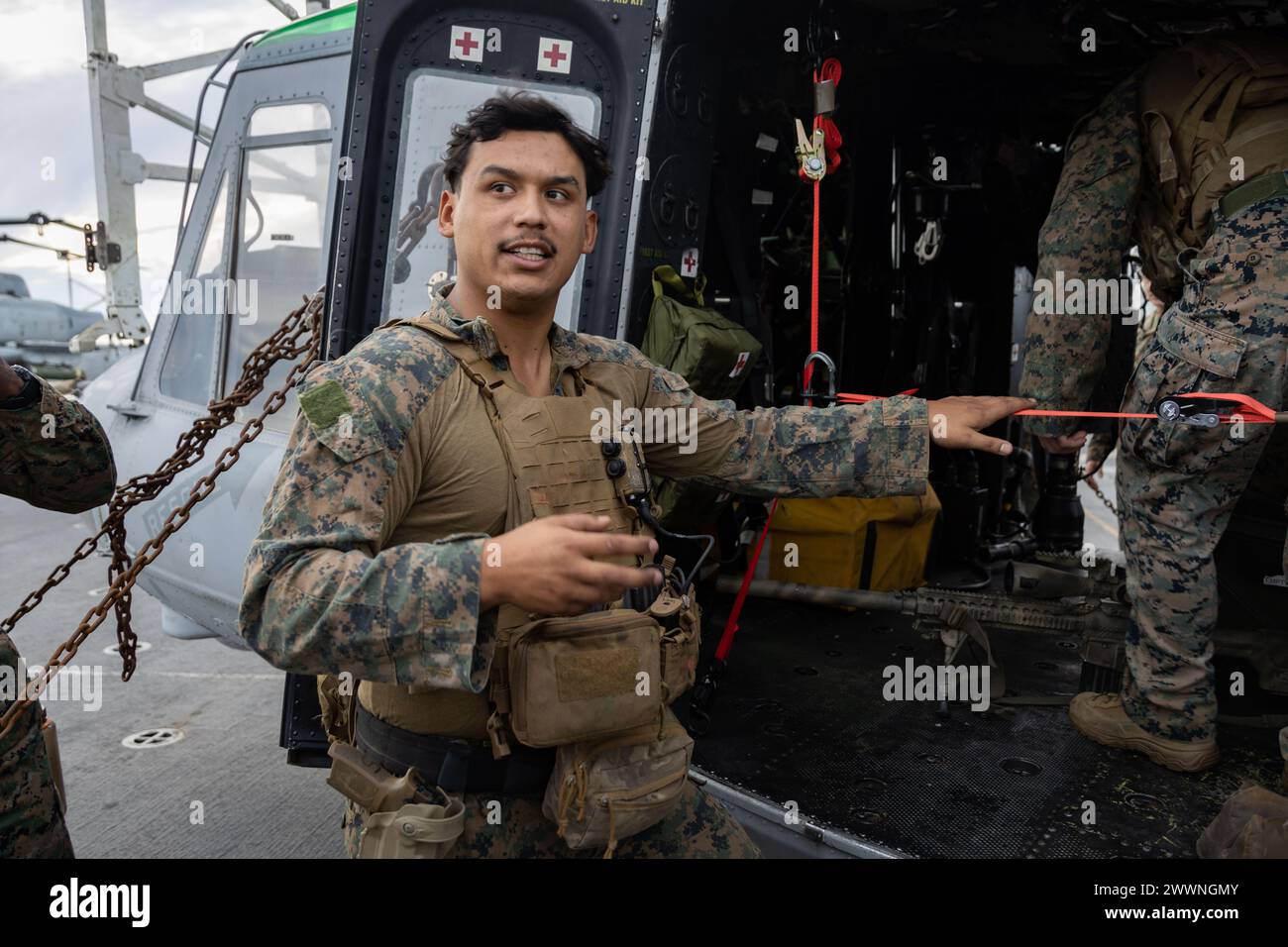 U.S. Marine Corps Sgt. Christian Genetti, a scout sniper with Battalion Landing Team 1/1, 31st ...