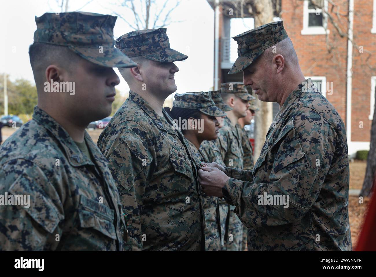U.S. Marine Corps Brig. Gen. Michael E. McWilliams, right, commanding ...