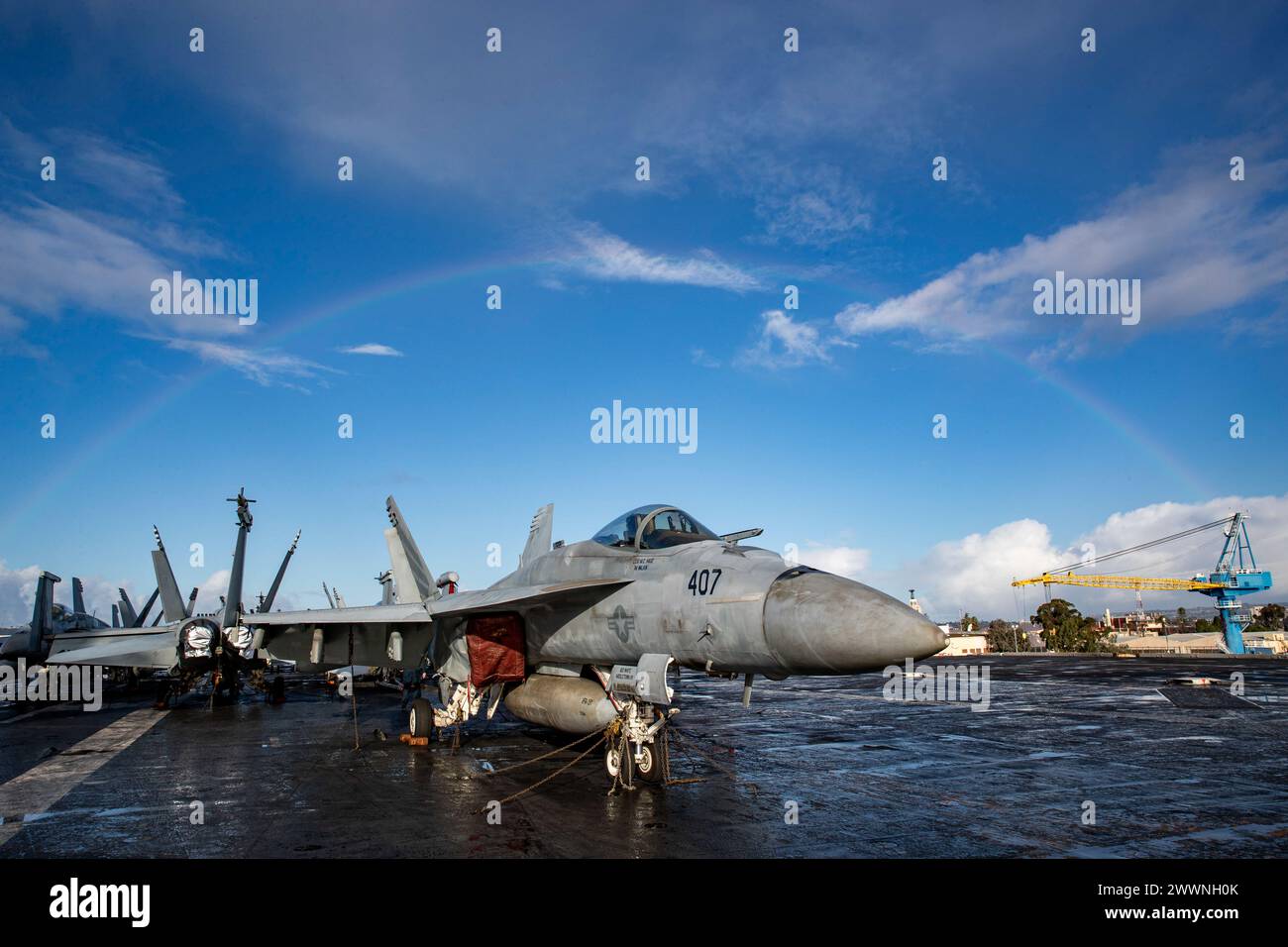 240202-N-ED228-1077 SAN DIEGO (Feb. 2, 2024) An F/A-18E Super Hornet ...