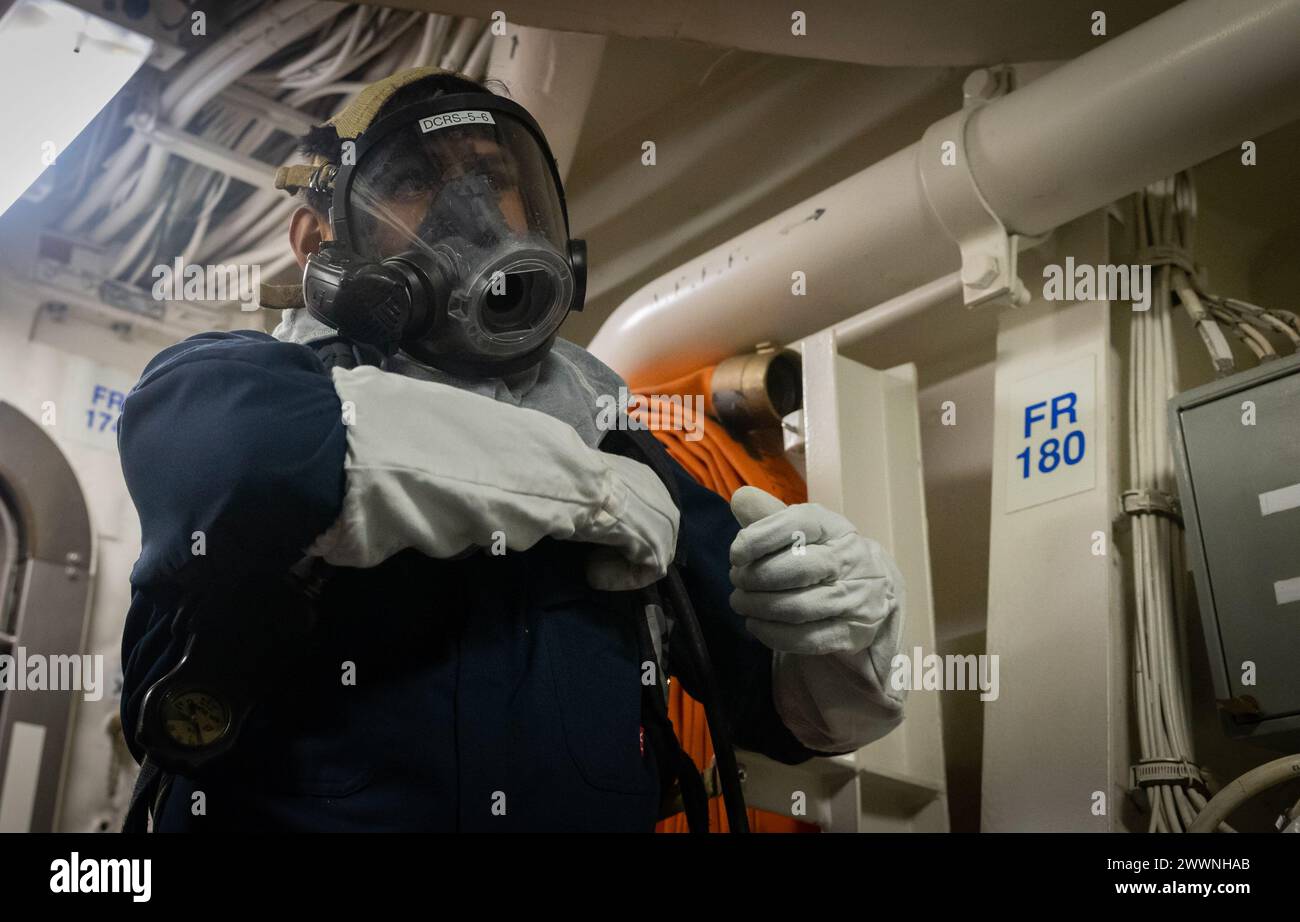 PHILIPPINE SEA (Feb. 3, 2024) Petty Officer 3rd Class Jamarcus Allen ...