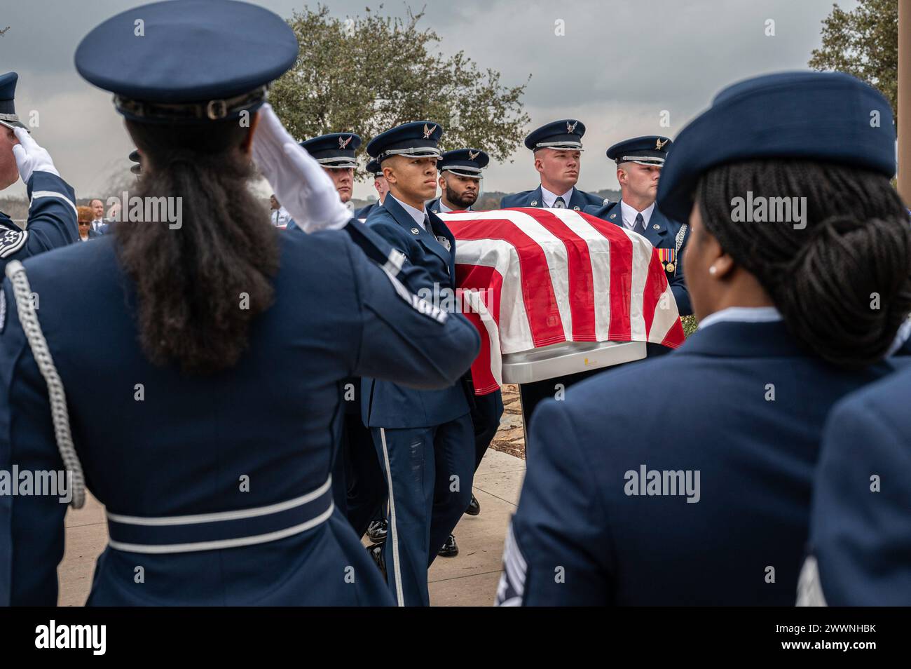 Soldiers with the Fort Sam Houston Caisson Section carry the flag ...