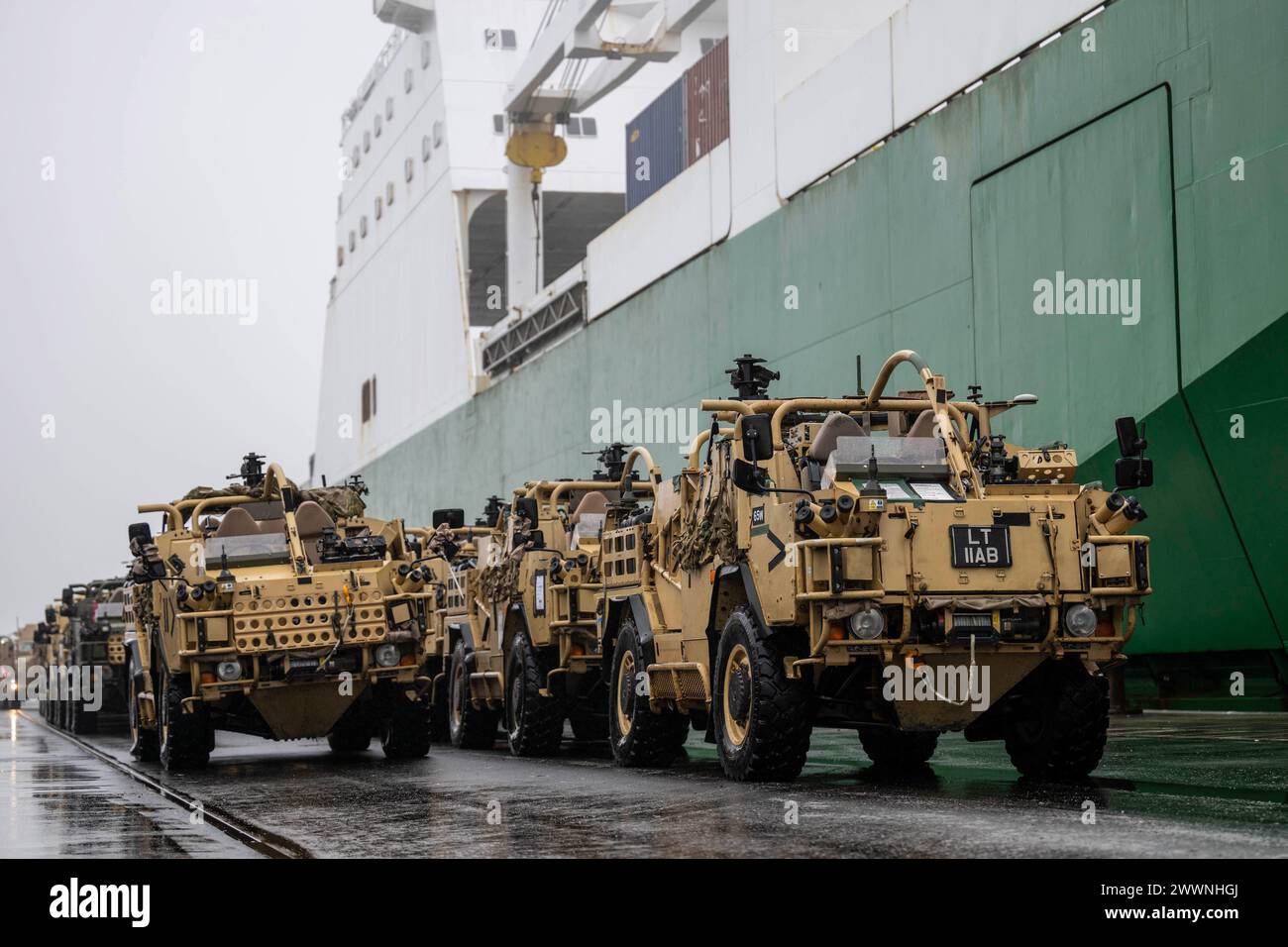 UK Reconnaissance vehicles stationary at Emden quay Stock Photo - Alamy