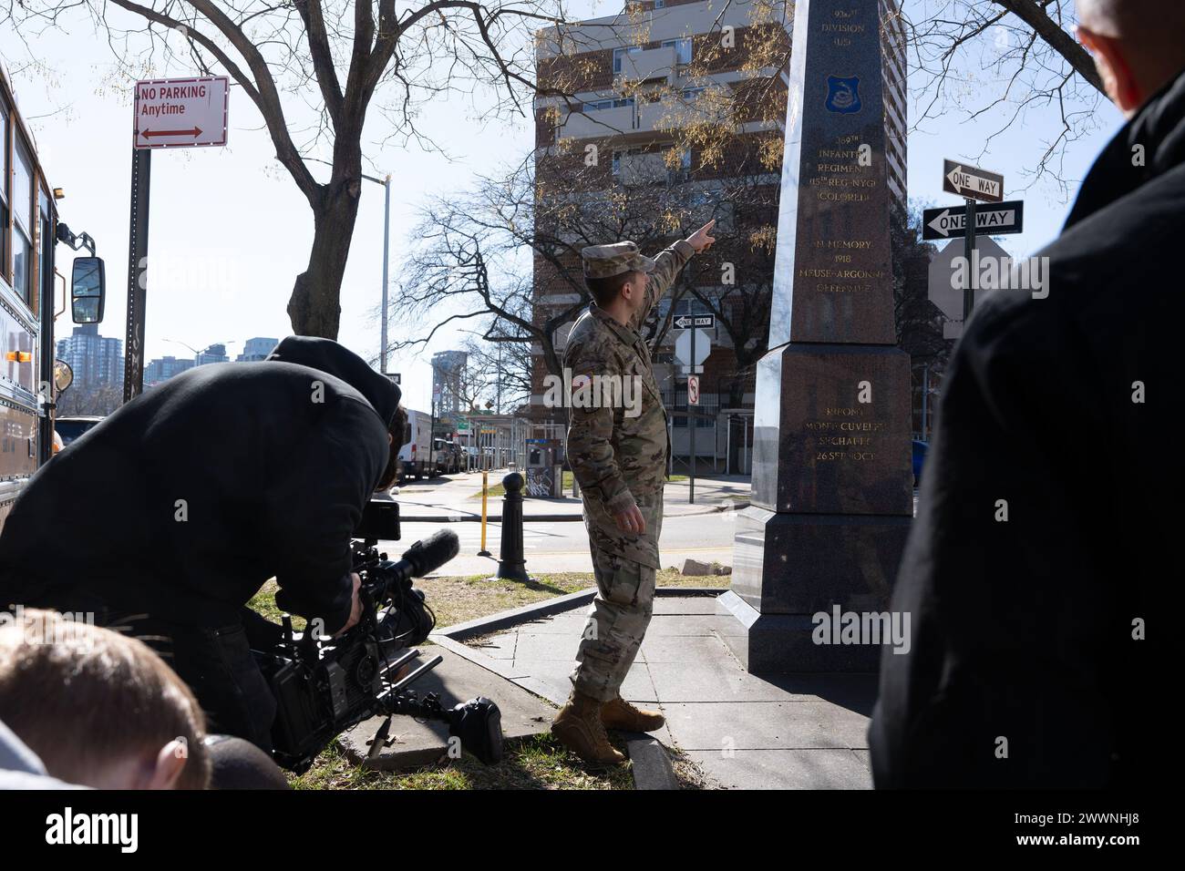 Officers with the 369th Sustainment Brigade meet with members of ...