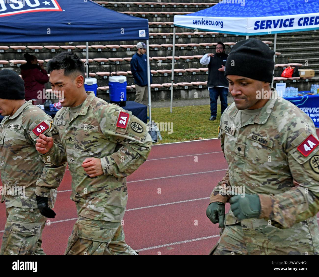 U.S. Army Medics from Medical Readiness Command, Europe, on a footrace ...