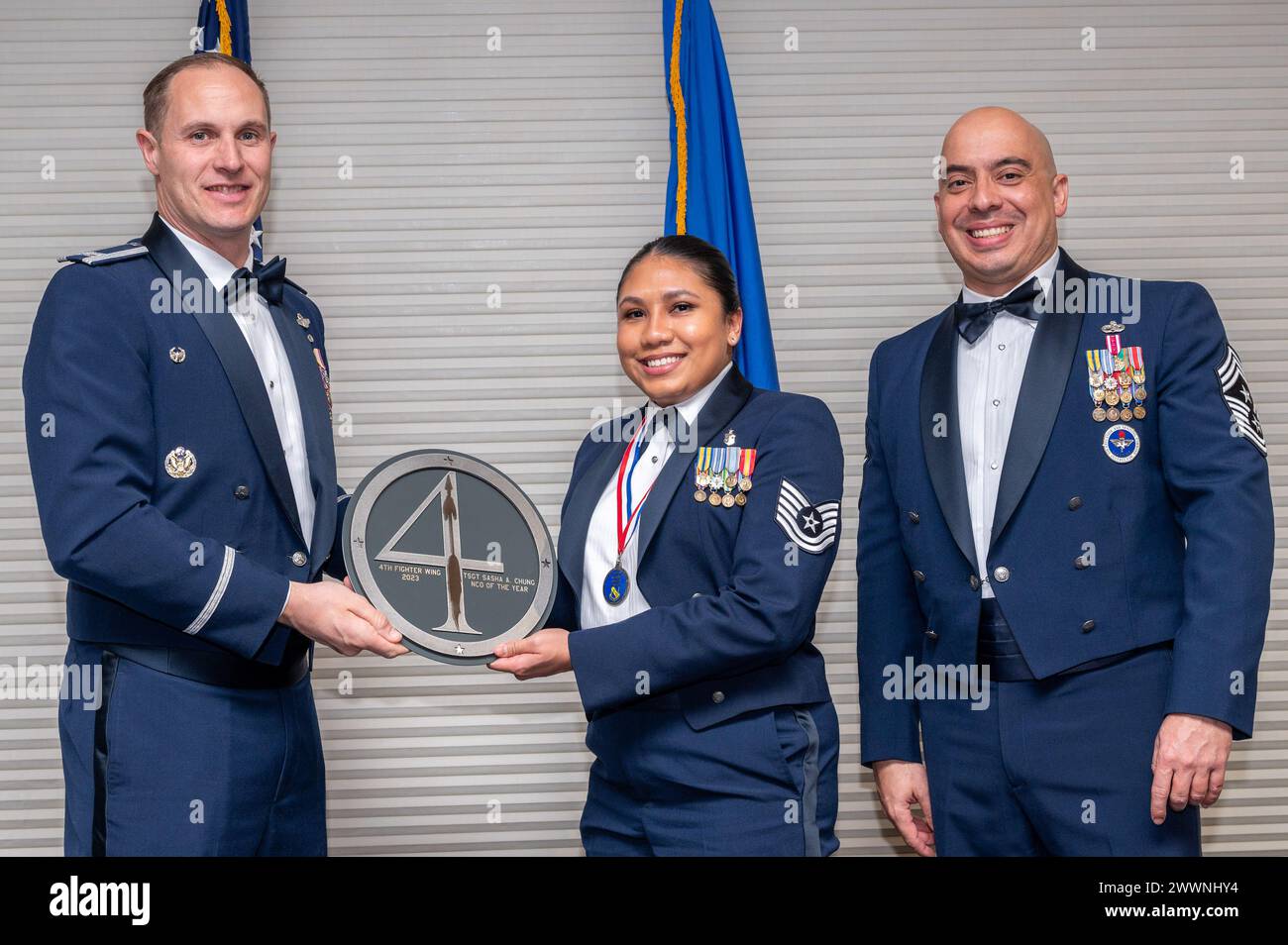 Tech. Sgt. Sasha Chung, center, 4th Medical Group Medical Support ...