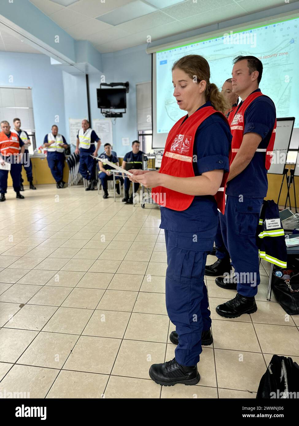 Lt. Morgan Dreiss briefs the intel section during a comprehensive three ...