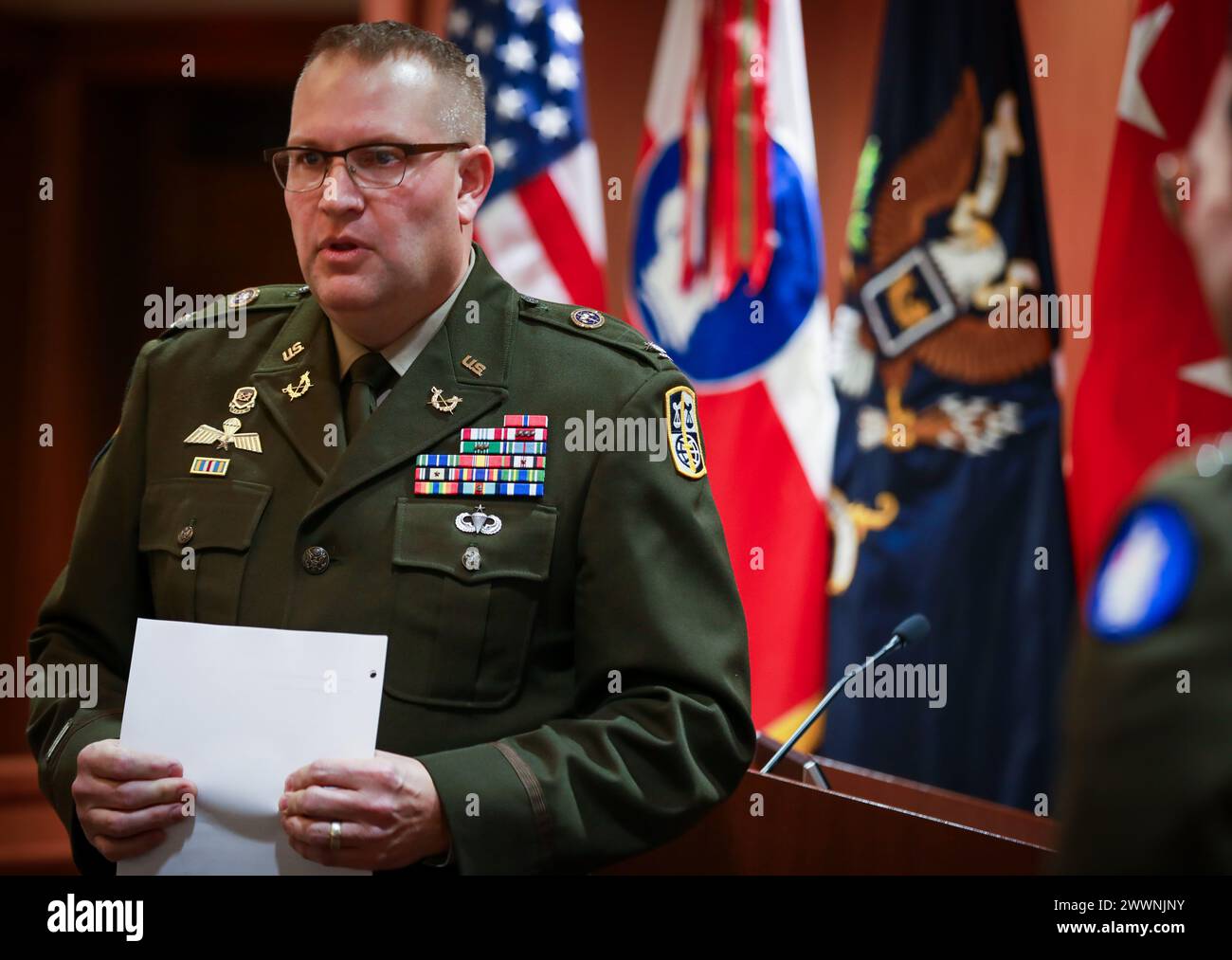 Col. Joseph Venghaus, Trial Judge, 5th Judicial Circuit, gives remarks ...