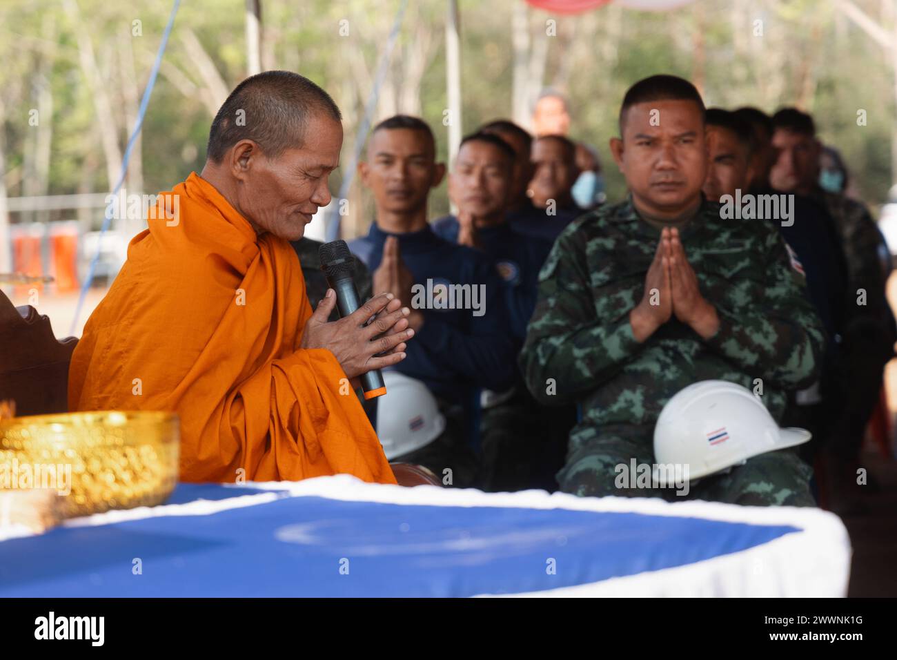 A Buddhist monk performs prayer for the Cobra Gold 24 Groundbreaking ...