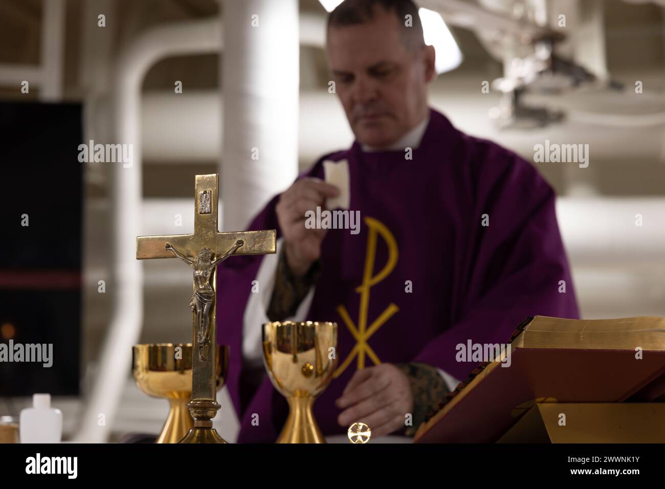 U.S. Navy Cmdr. Daniel Fullerton, the chaplain of the amphibious ...