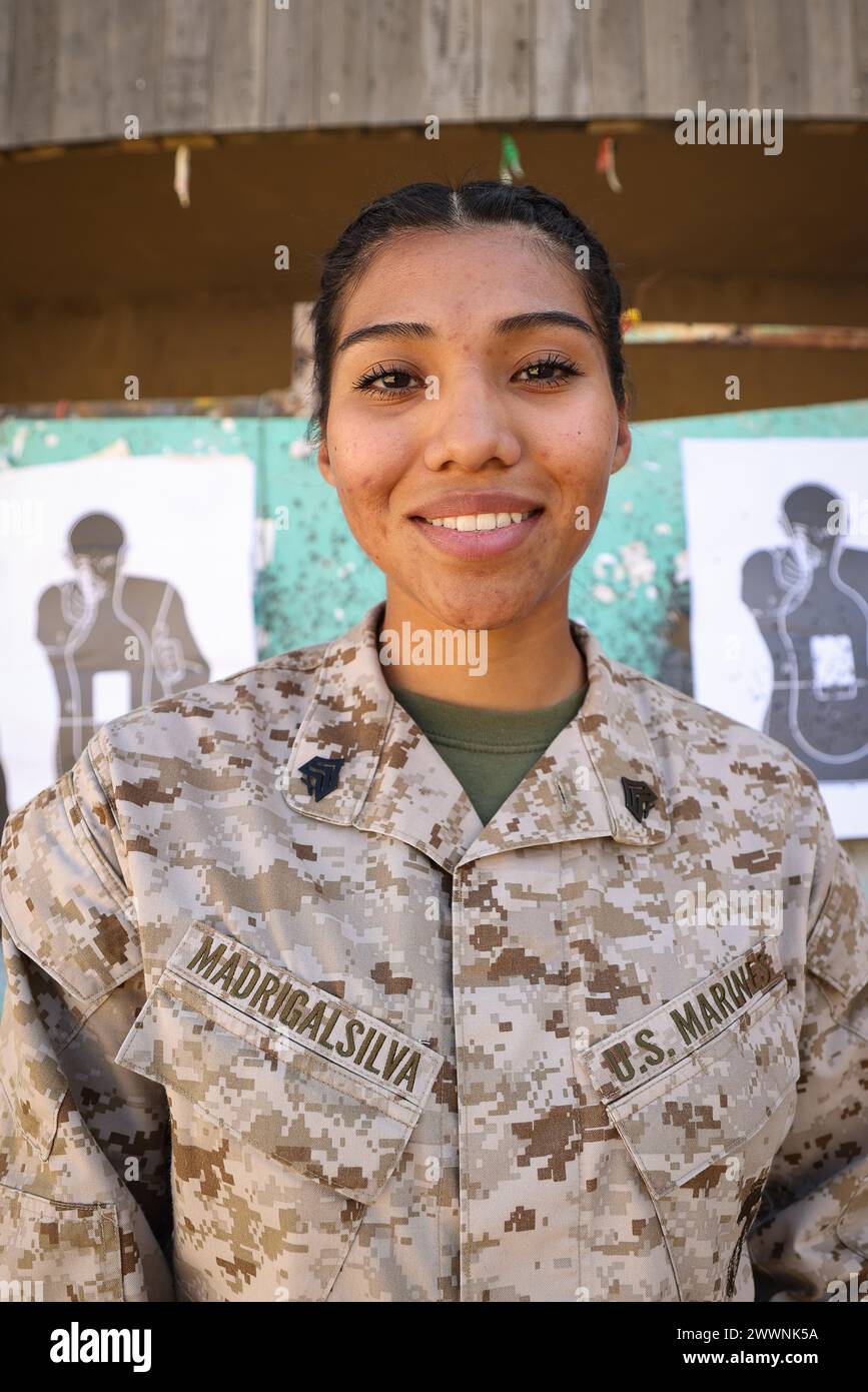 U.S. Marine Corps Sgt. Arely Madrigal-Silva, a combat marksmanship ...