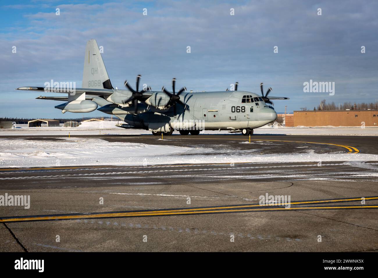 A U.S. Marine Corps C-130J Hercules assigned to Marine Aerial Refueler ...