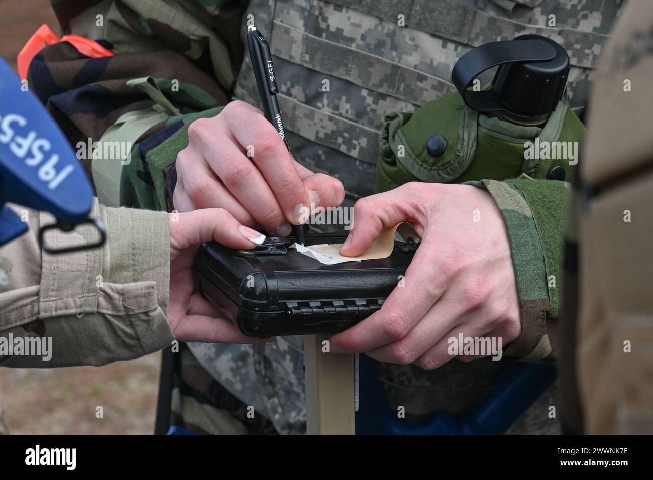 A Team Little Rock Airman posts an M8 Chemical Detection Paper during a ...
