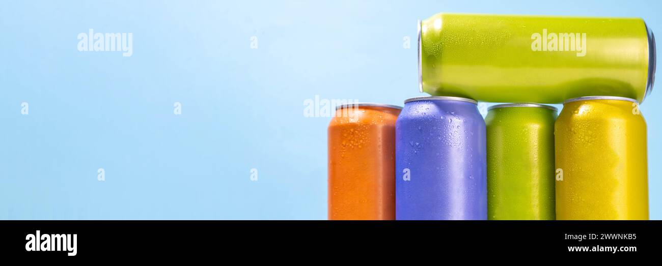 RTD Cocktail or mocktail, Ready to Drink canned beverage in colorful ...