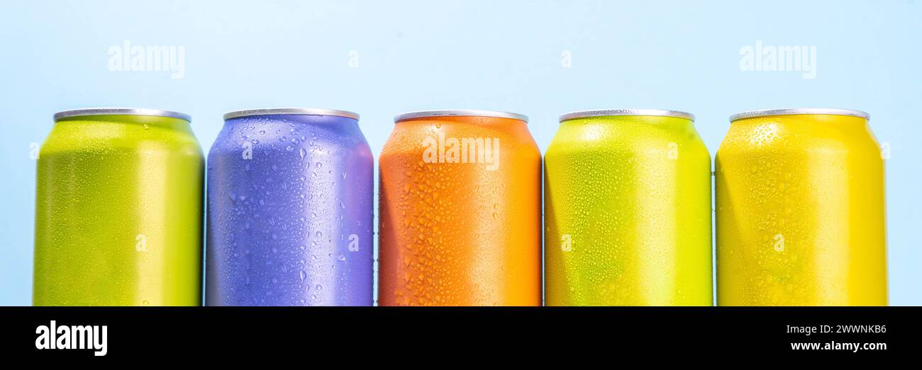 RTD Cocktail or mocktail, Ready to Drink canned beverage in colorful ...