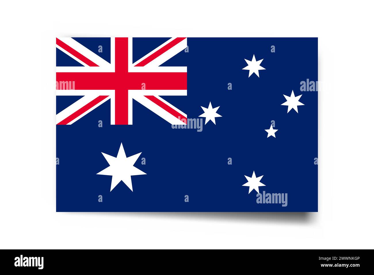 Australia flag - rectangle card with dropped shadow isolated on white ...