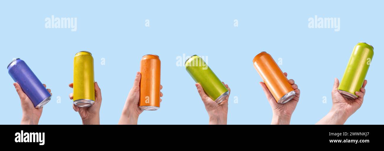 RTD Cocktail or mocktail, Ready to Drink canned beverage in colorful ...