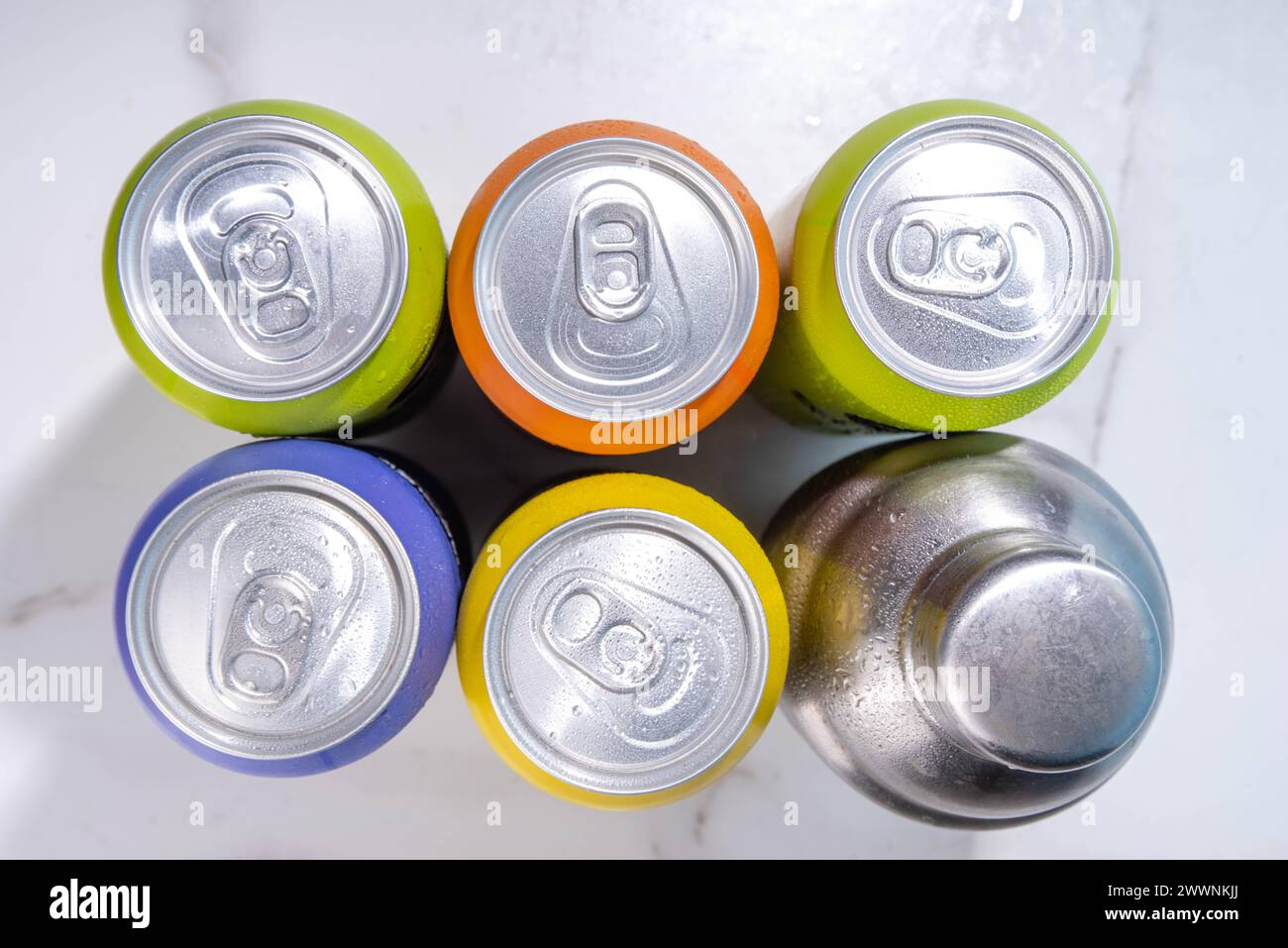 RTD Cocktail or mocktail, Ready to Drink canned beverage in colorful ...