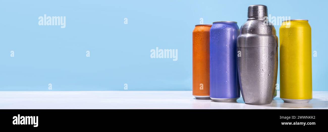 RTD Cocktail or mocktail, Ready to Drink canned beverage in colorful ...