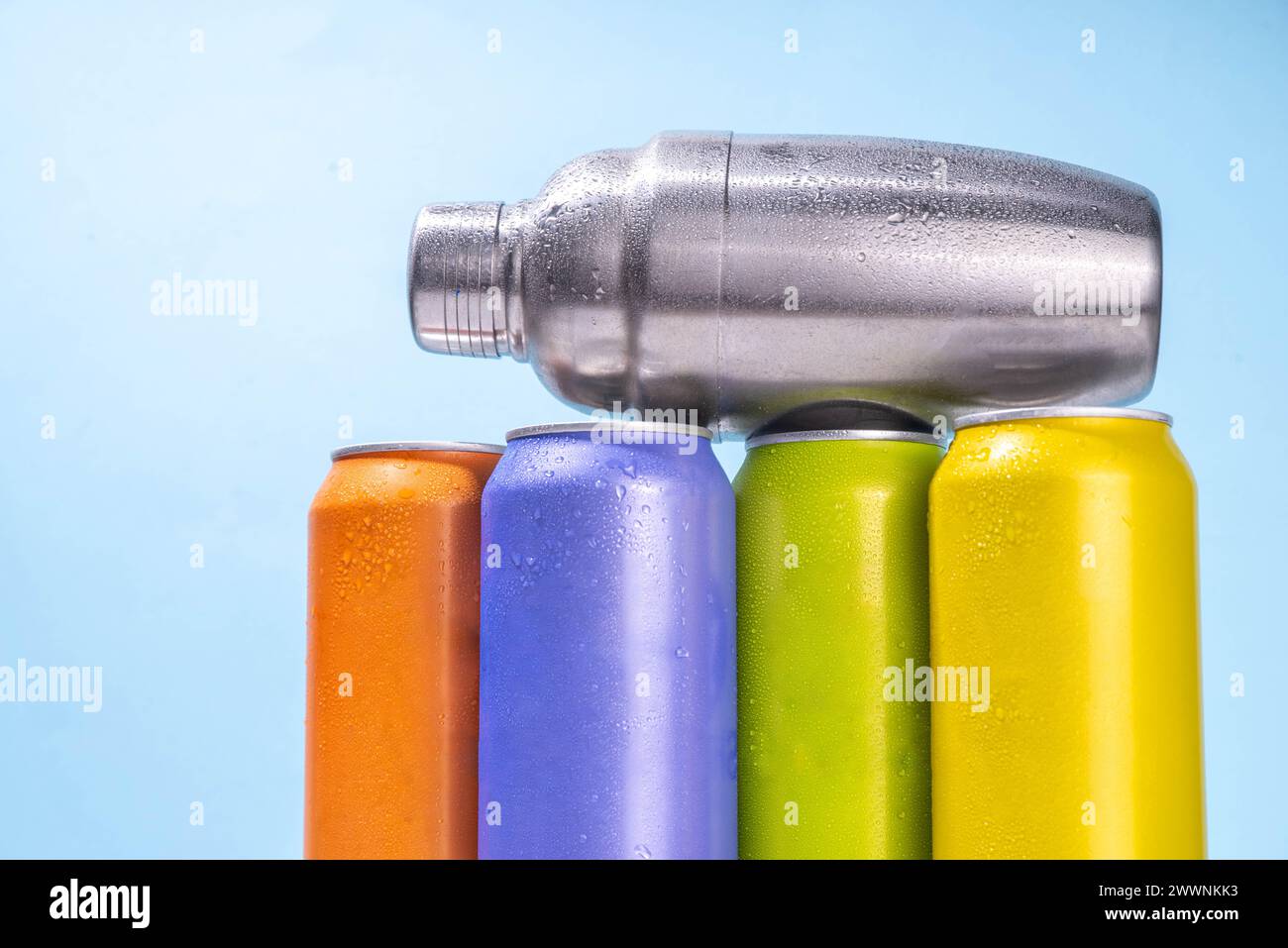 RTD Cocktail or mocktail, Ready to Drink canned beverage in colorful ...