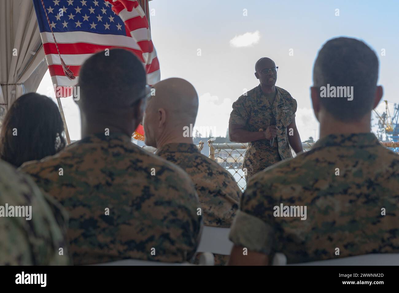 U.S. Navy Master Chief Petty Officer Donald J. Davis, Jr., off-going ...