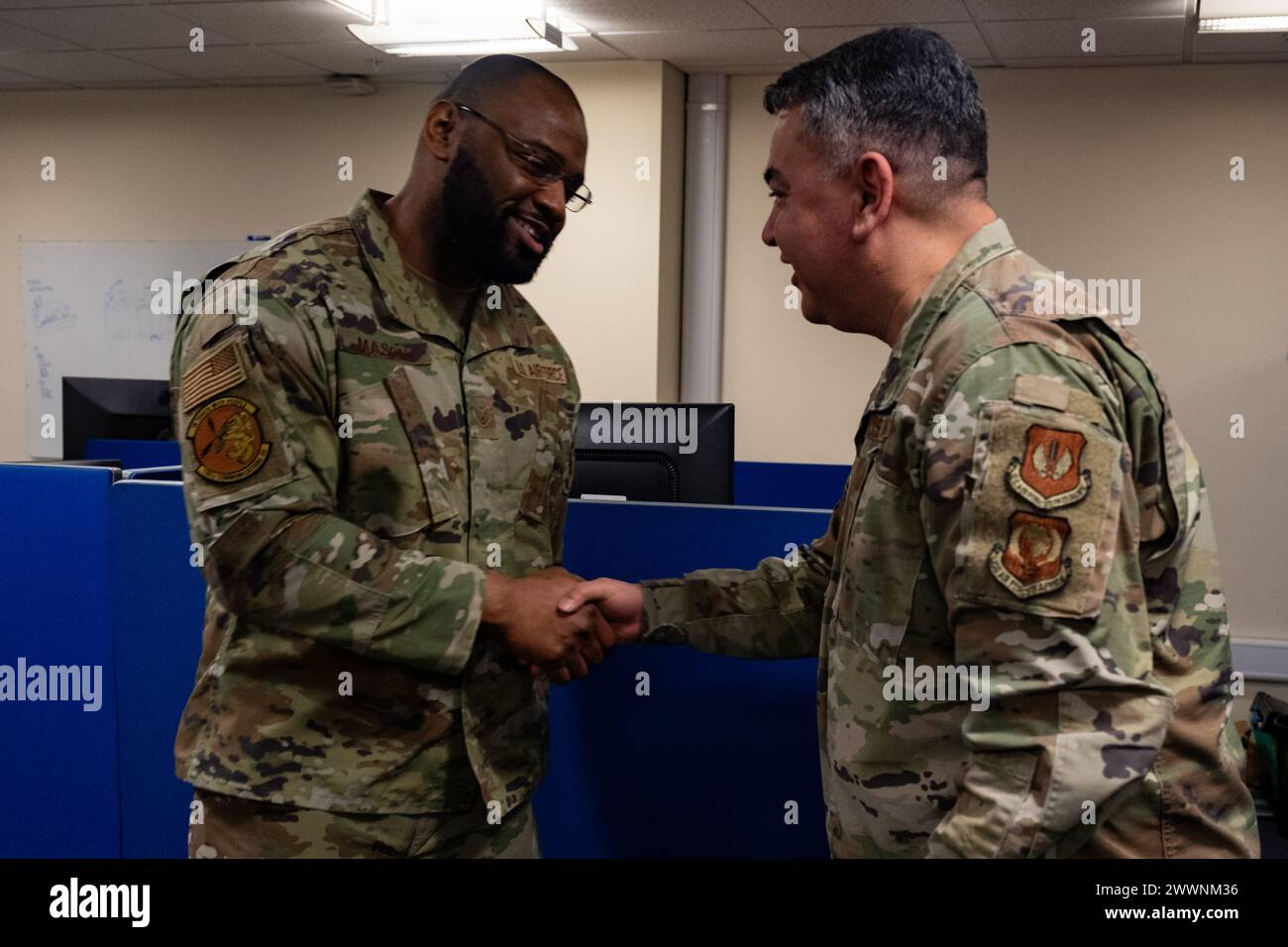 U.S. Air Force Col. Oscar Delgado, right, U.S. Air Forces in Europe ...