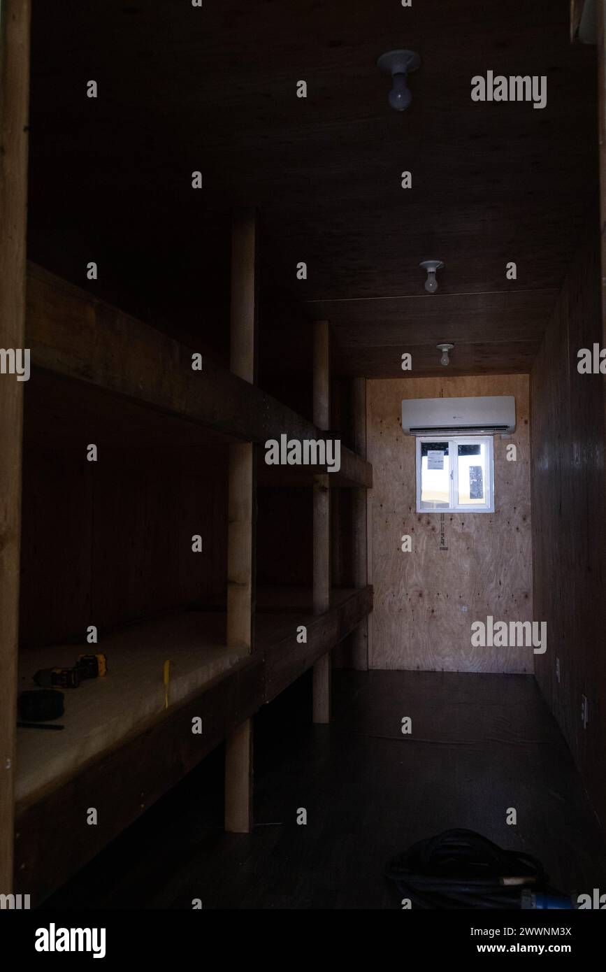 A quadcon is turned into sleeping quarters for U.S. Marines on Marine ...