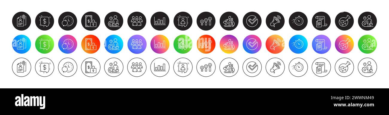 Salary, Interview documents and Update time line icons. For web app, printing. Round icon ...