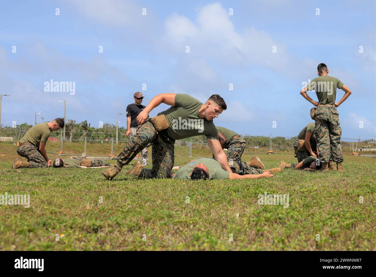 U.S. Marines stationed on Marine Corps Base (MCB) Camp Blaz receive ...