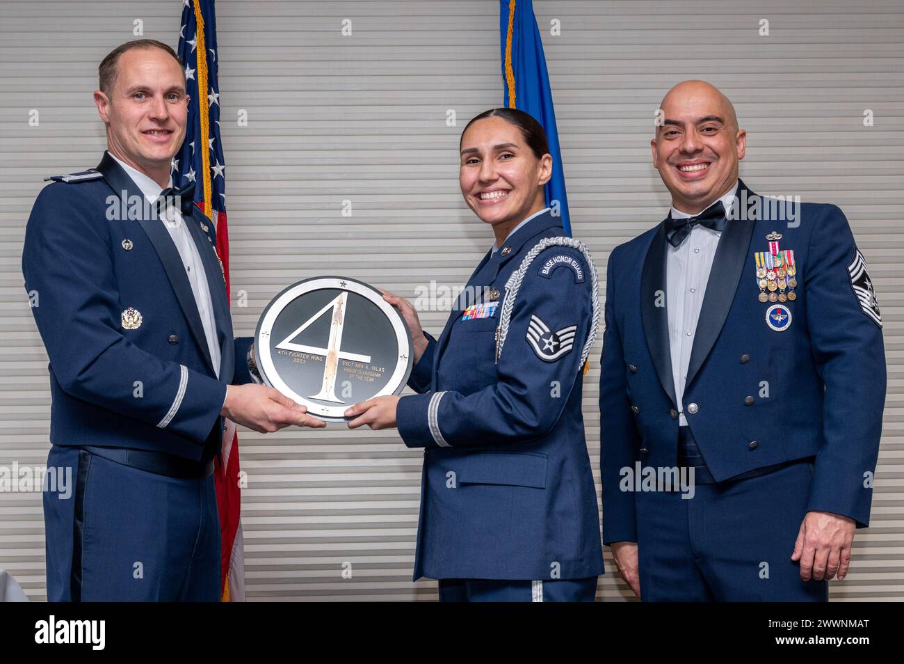 Staff Sgt. Mia Islas, center, 4th Support Squadron non-commissioned ...