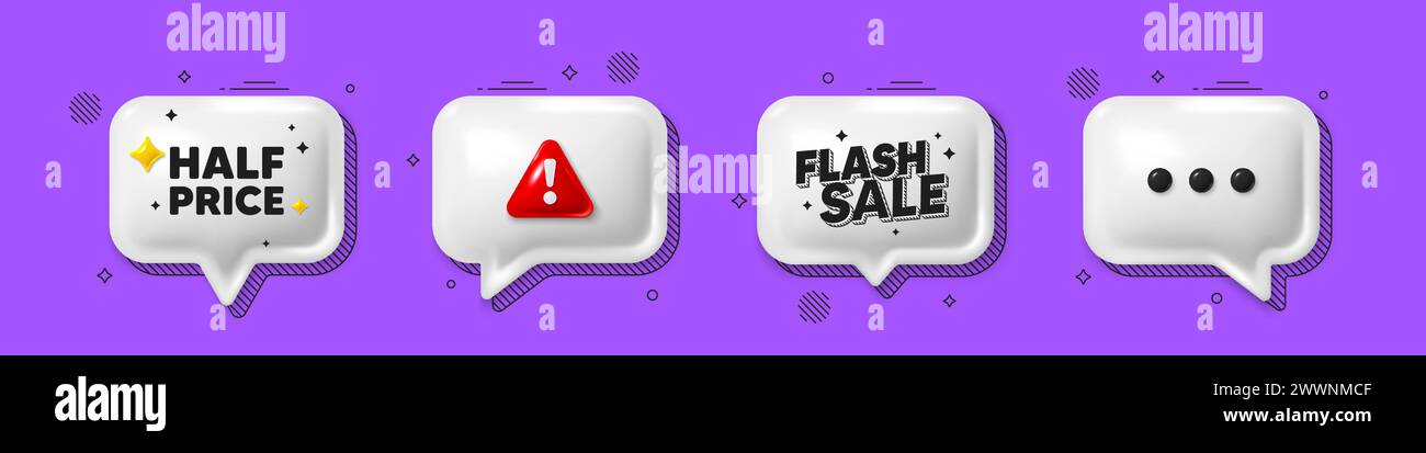 Half Price tag. Special offer sale sign. Offer speech bubble 3d icons ...