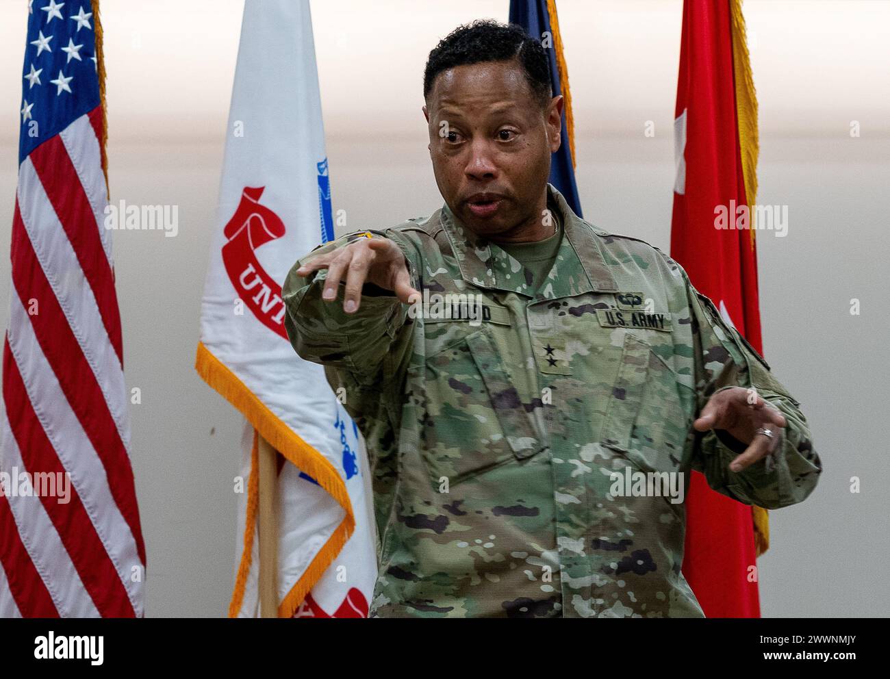 Maj. Gen. Daryl O. Hood (second from the left), the commanding general of the 20th Chemical ...