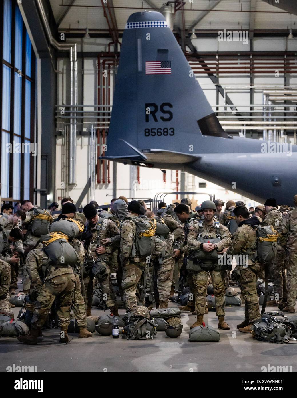 U.S. Army Soldiers from the 173rd Airborne Brigade prepare for a static ...