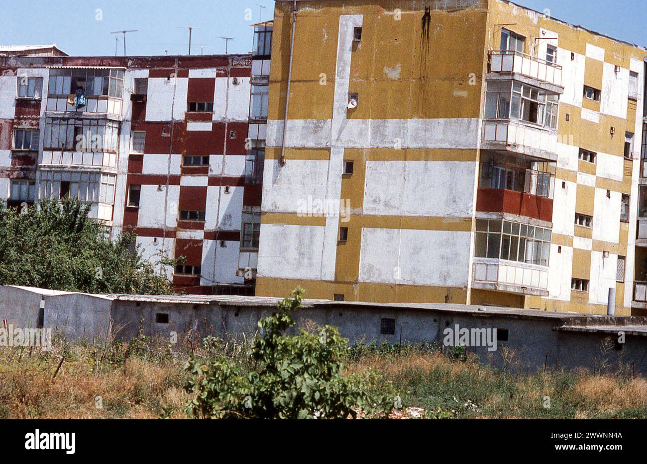 Communist-era apartment buildings in Zimnicea, Teleorman County ...