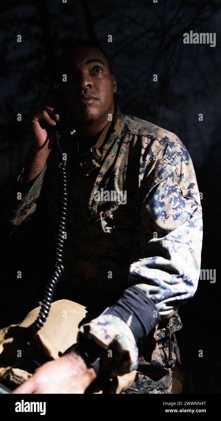 U.S. Marine Corps Capt. Devin Davis, an infantry officer with Headquarters Battalion, 2d Marine ...