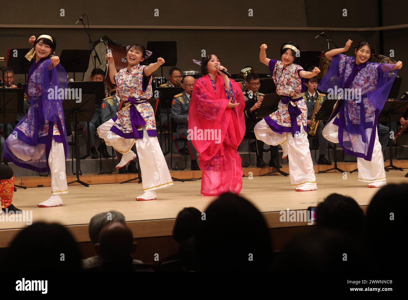 Members of the Japan Ground Self-Defense Force 15th Brigade Band ...