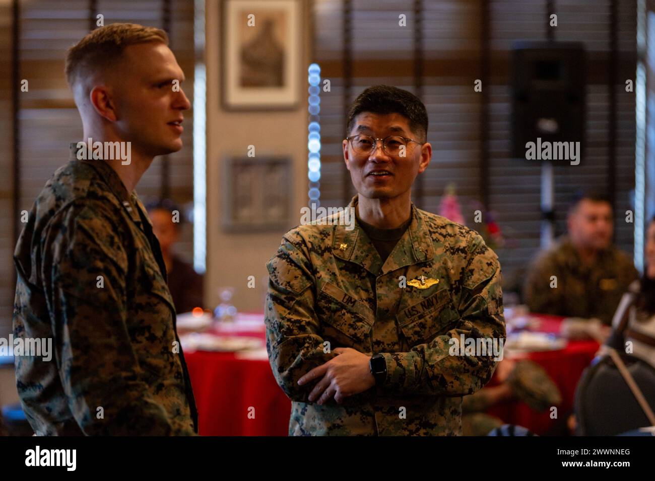 U.S. Marine Corps Capt. Andrew Hoffman, left, a judge advocate, and U.S ...
