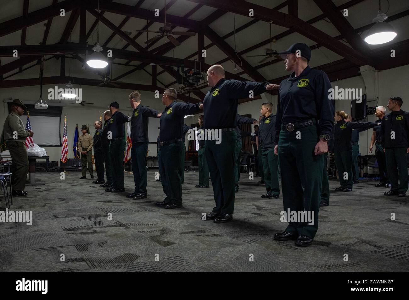 Members of the United States Forest Service Honor Guard practice drill ...