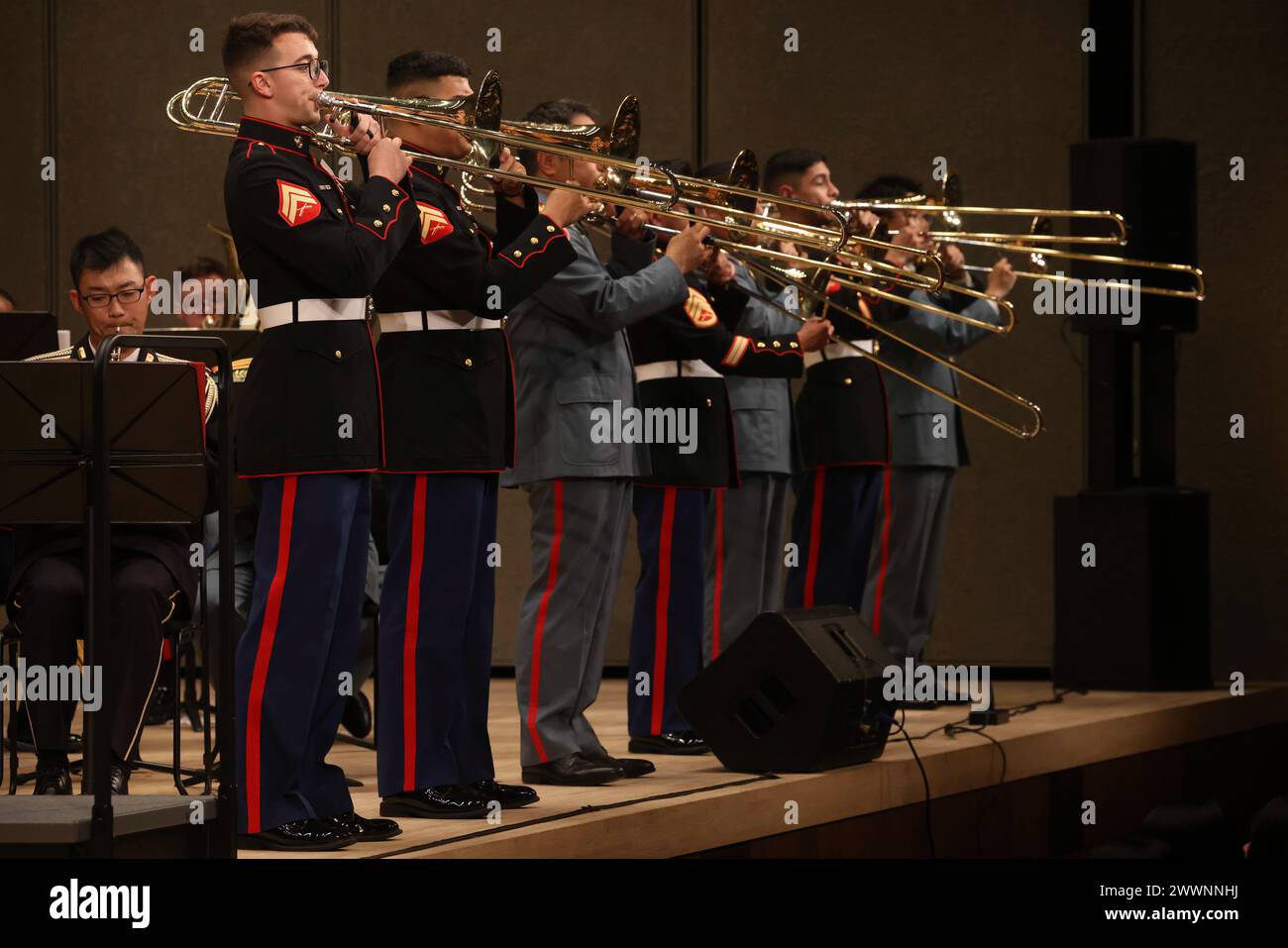 U.S. Marines with III Marine Expeditionary Force Band, and members with ...