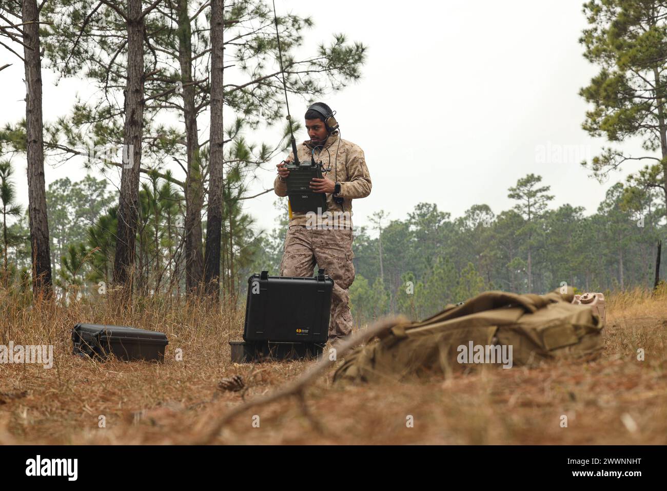 U.S. Marine Corps Lance Cpl. Juan Morales, a radio operator with 2nd ...