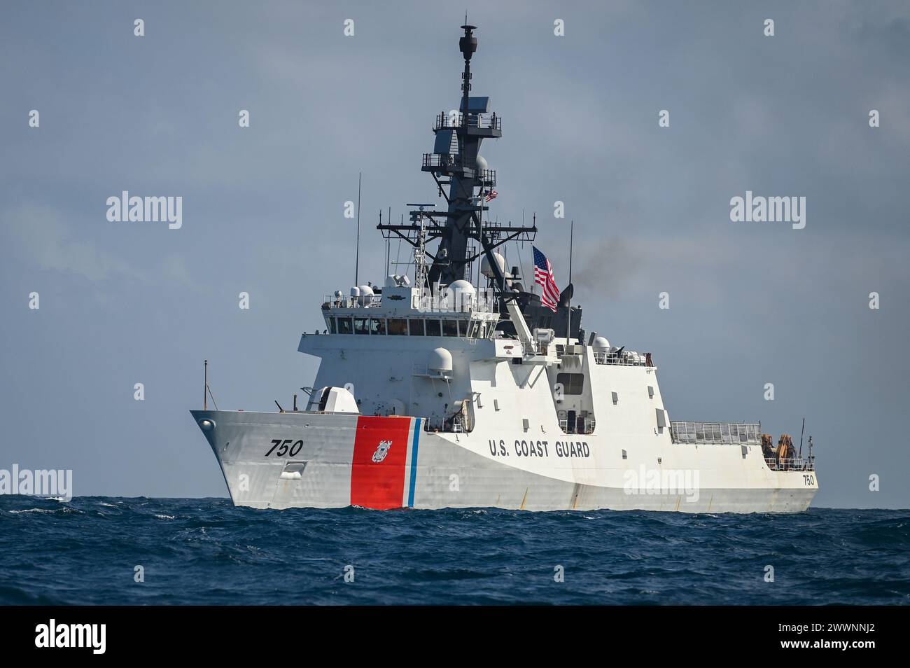 U.S. Coast Guard Cutter Bertholf (WMSL 750) transits near the Singapore ...