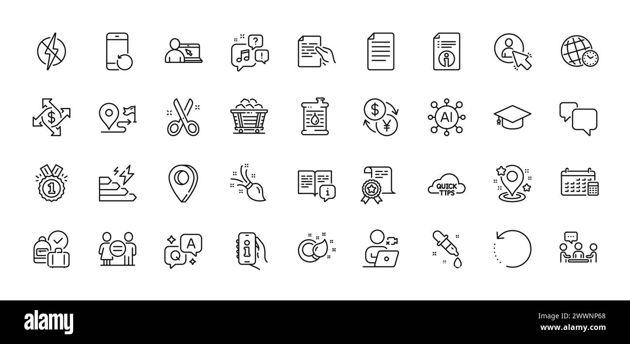 Hold document, Manual and Approved line icons pack. For web app. Line icons. Vector Stock Vector ...