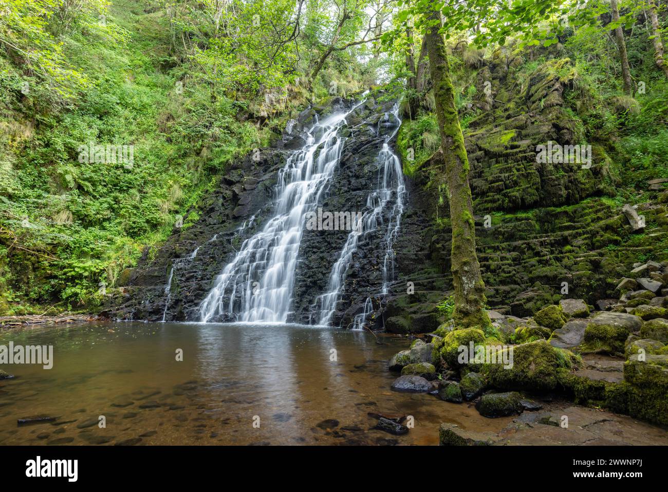 Waterfall Cascade de la Roche near Cheylade, French highlands, France ...