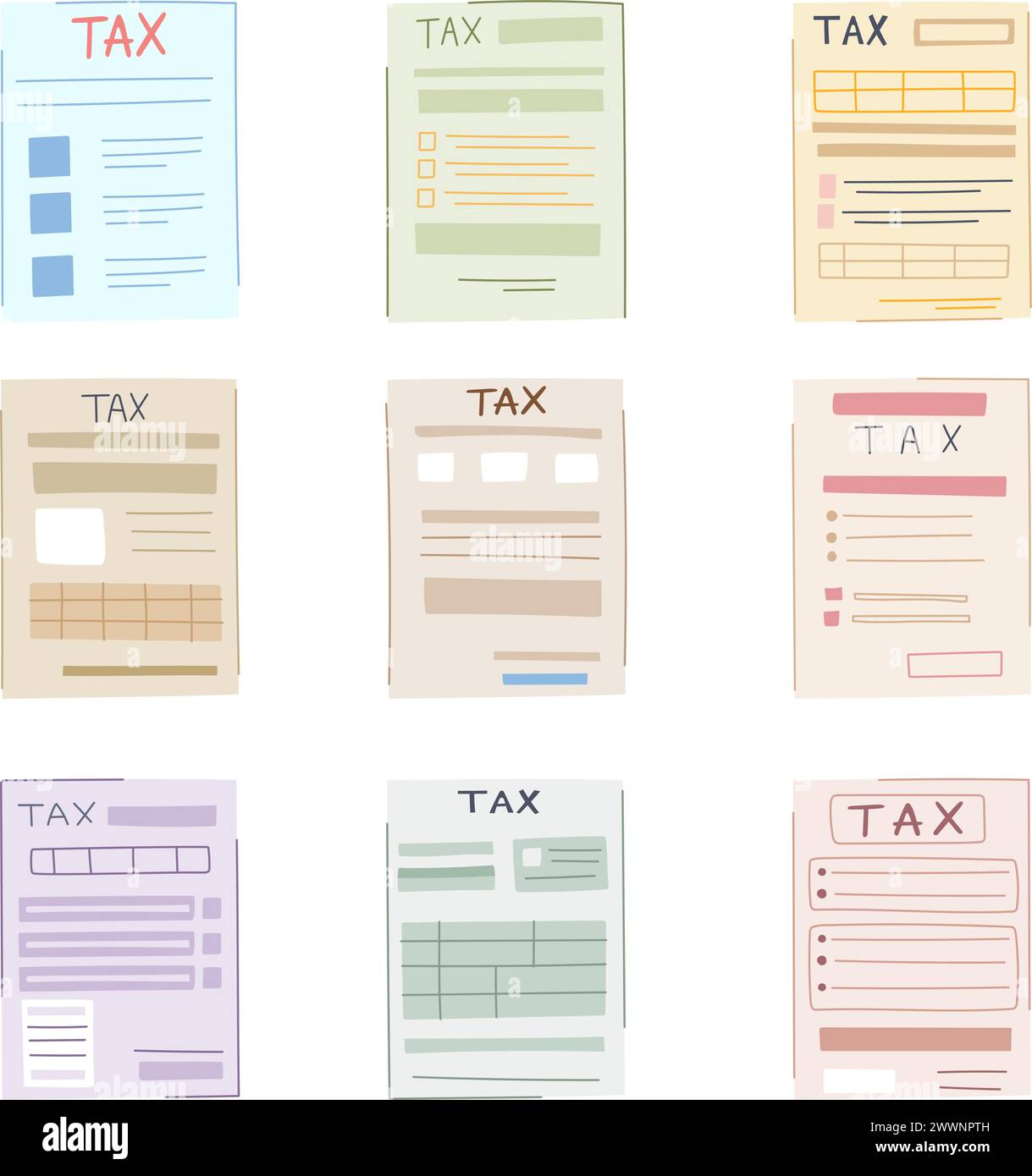 tax form set cartoon vector illustration Stock Vector Image & Art - Alamy
