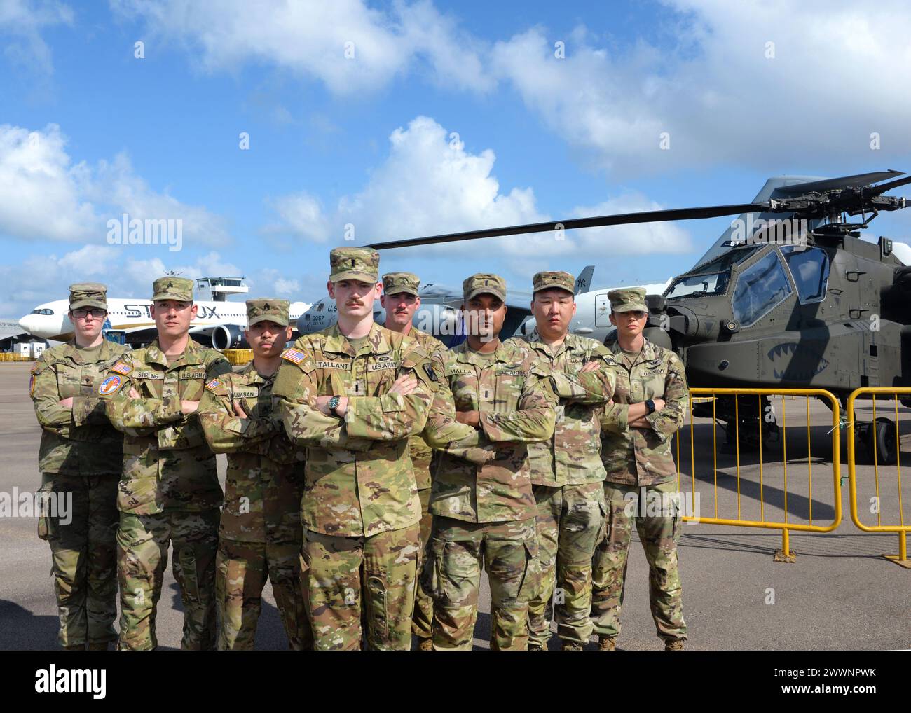 U.S. Army AH-64E Apache Guardian crew members assigned to the 1-229 ...