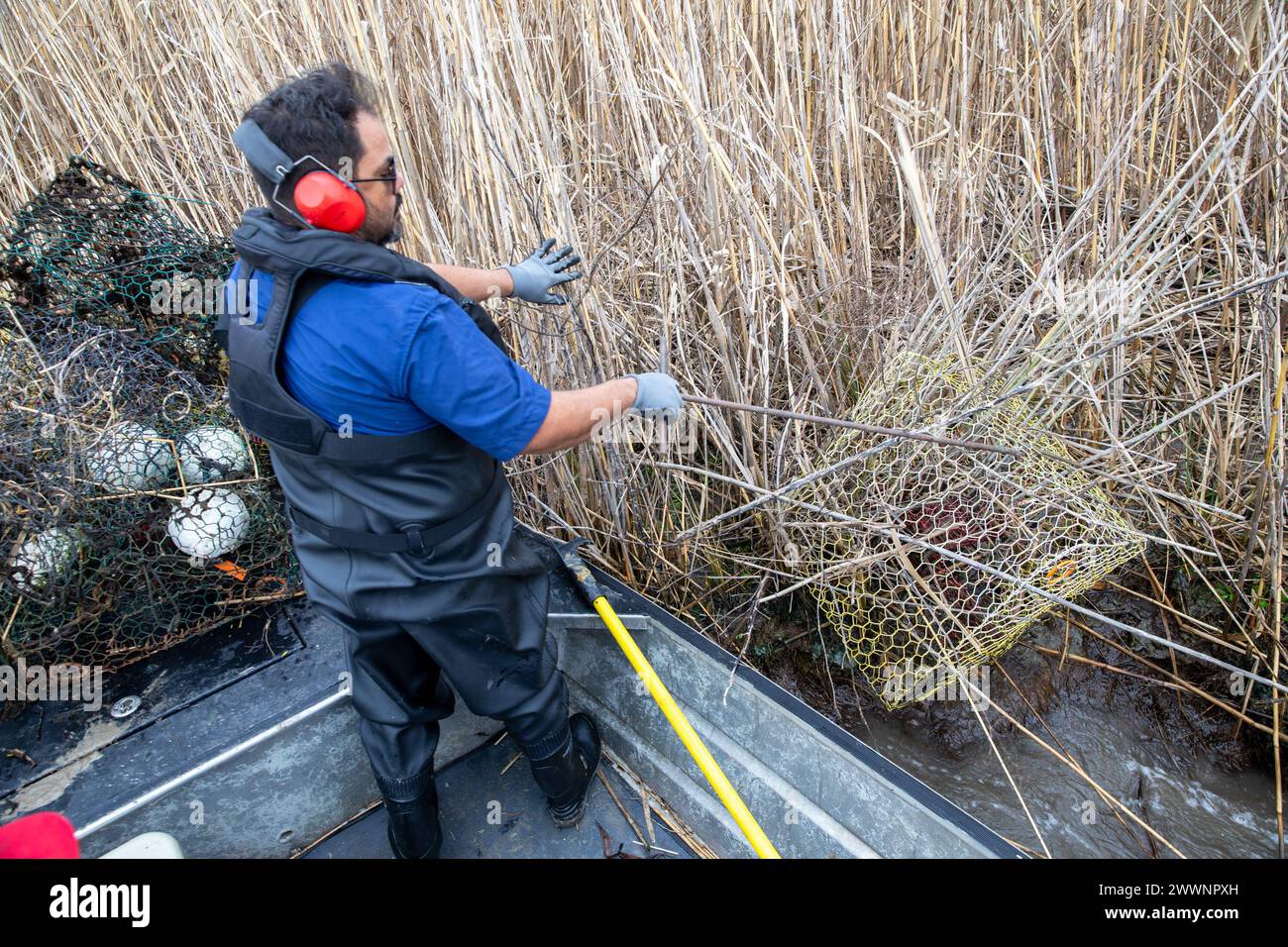 Obed Contreras Sosa, USACE, SWG heavy equipment operator, removes a ...
