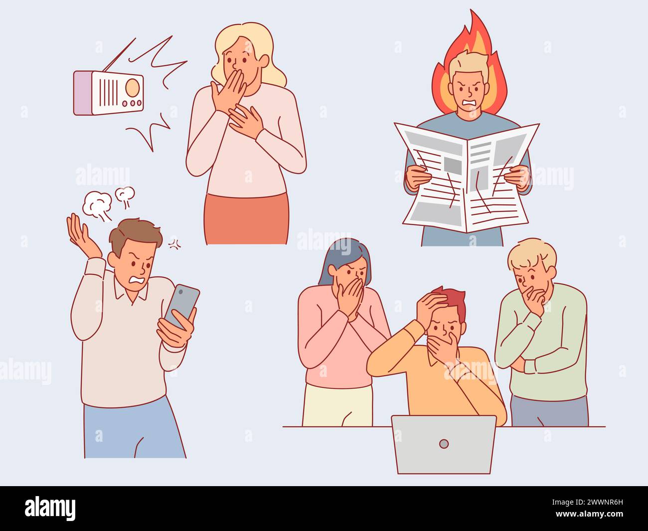 People getting bad news. Negative reaction to stressful information ...