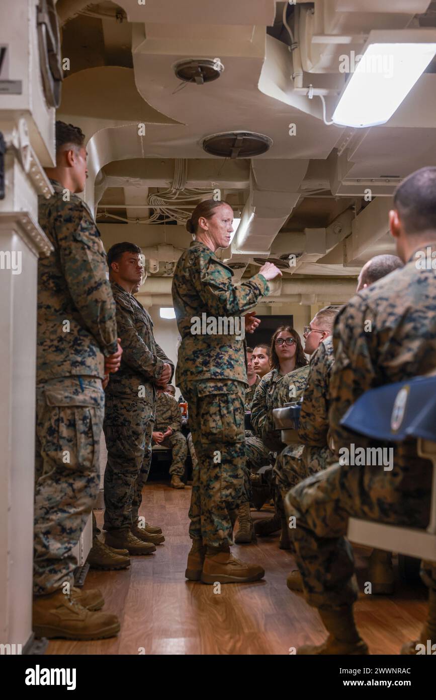 U.S. Marine Corps Lt. Col. Lindsay Mathwick, commanding officer of ...